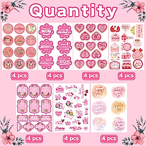 Funnlot Mothers Day Stickers Happy Mothers Day Stickers 348PCS Mothers Day Stickers for Kids Mothers Day Labels for Envelope Card Decorations Boxes Party Favor