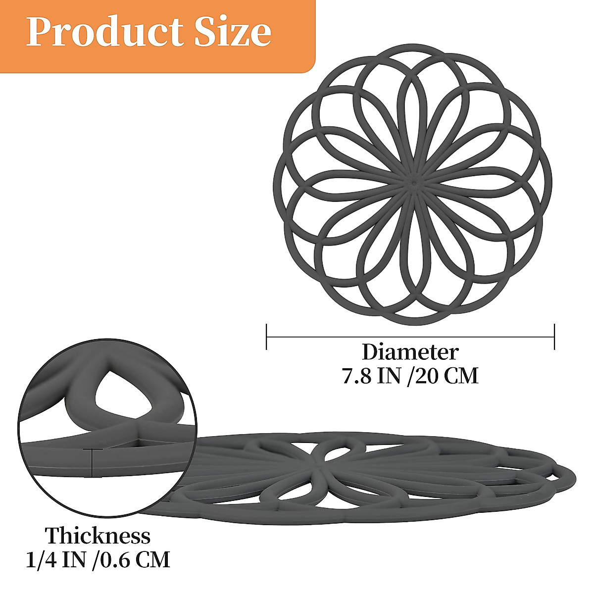 Kalsreui Trivets for Hot Dishes, Silicone Trivet Hot Pads for Kitchen Counter, Carved Silicone Trivets for Hot Pots and Pans, Heat Resistant Mat for Quartz, Teal Round Silicone Trivets Mats Pack 6