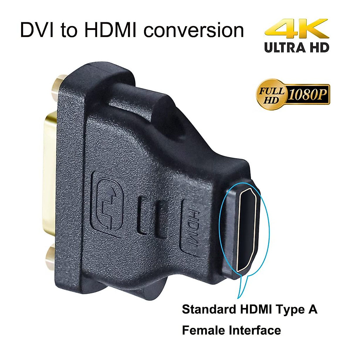 DTECH DVI Female to HDMI Female Adapter HDMI to DVI-I Converter Bi-Directional 24+5 Port 4K 1080p Video for Computer Monitor PC TV Box Home Cinema Display