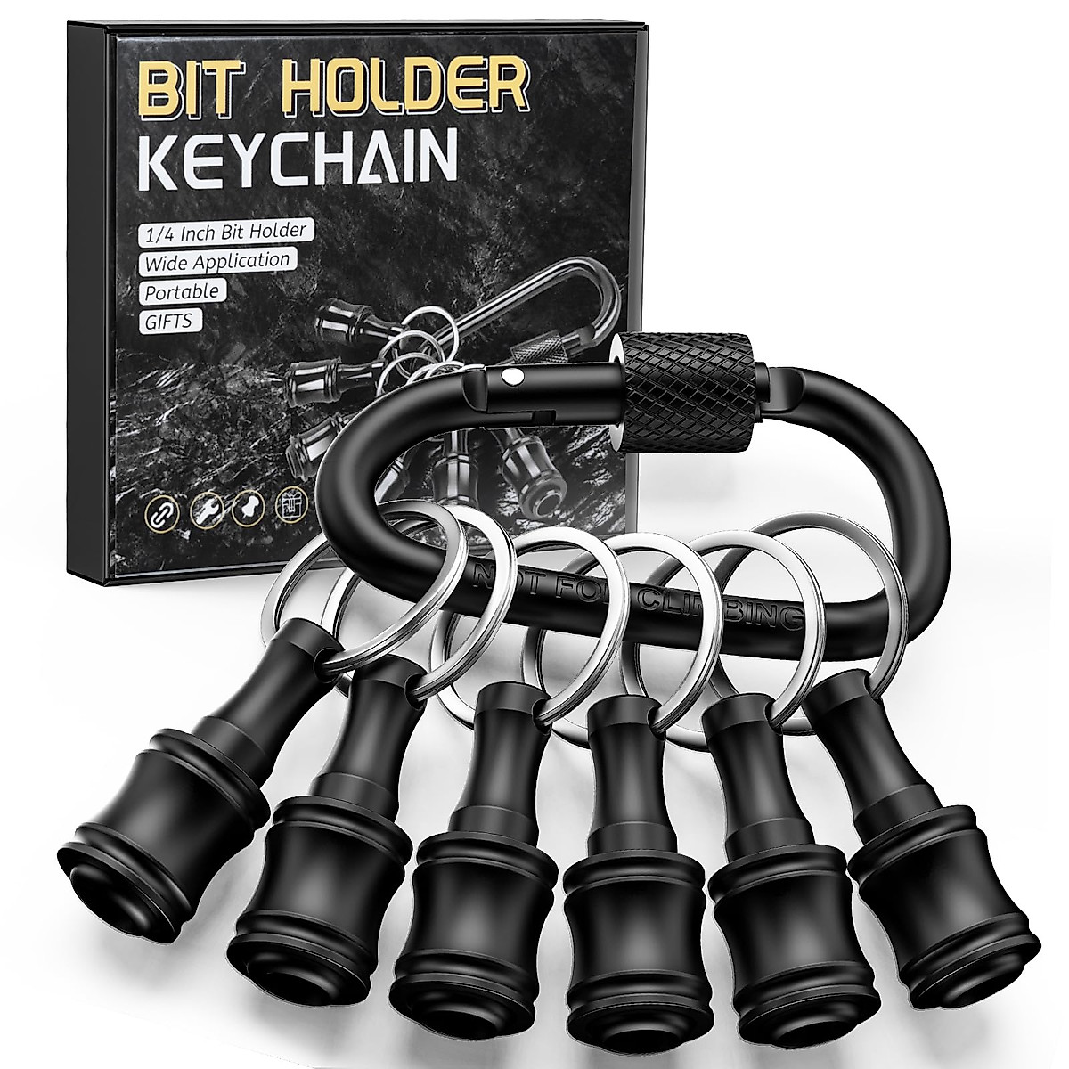 Bit Holder 1/4 Socket Gifts for Men-Stocking Stuffers for Adults,Tool Organizers Mens Gifts for Him,Husband,Gadgets 1/4 Hex Shank Socket Screwdriver Drill Bit Holders Keychain Cool Stuff Ideas Gift