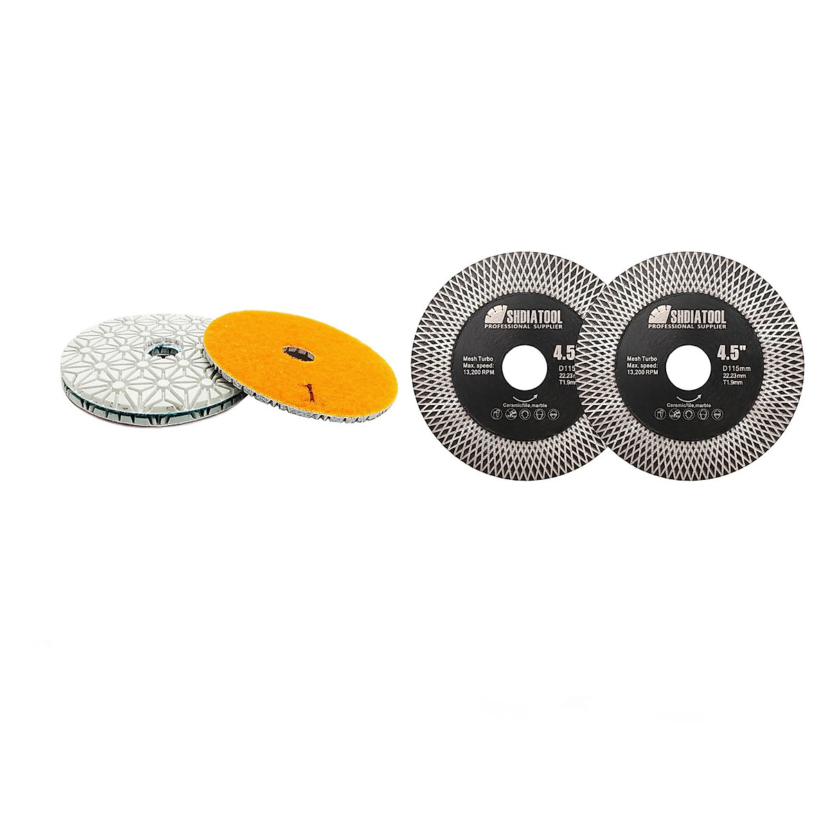 SHDIATOOL 4 Inch Diamond Wet Polishing Pads and Tile Diamond Saw Blade, Cutting Grinding Disc Wheel