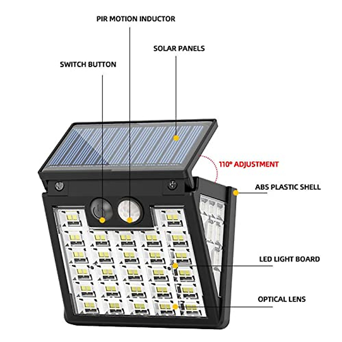 Qiopertar Solar Street Light, IP65 Waterproof Outdoor Solar Powered Street Lights Dusk to Dawning with Motion Sensor LED Floods Light for Parking Lot, Drive-Way