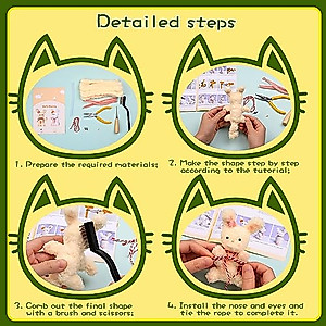 Pipe Cleaners Craft Supplies, Pipe Cleaners Kit for Beginners, Chenille Stems Animal Kit with Thick Pipe Cleaner, Step-by-Step Tutorials Video, Pipe Cleaners for Craft (4 Light Colors Animals)