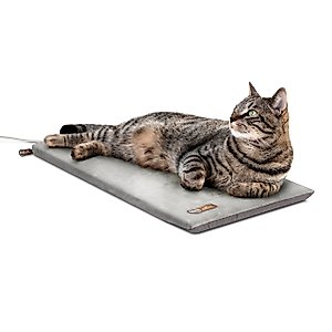 K&H Pet Products Heated Thermo-Kitty Mat, Indoor Heated Cat Bed, Pet Heat Pad for Indoor Cats and Small Dogs, Cat Heating Pad, Electric Thermal Warming Cat Bed Mat, Gray 12.5 X 25 Inches