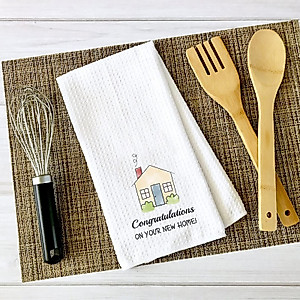 ZJXHPO New Home Kitchen Tea Towel Congratulations On Your New Home Dish Towel Housewarming Gift New Home Congratulation Gift (New Home Towel)