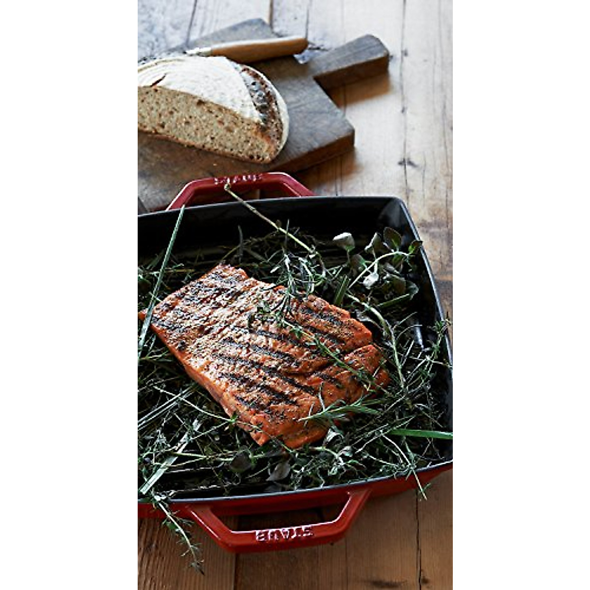 Staub 40511-729 Grill & Frying Pan Pure Grill Pan, Square, Gray, 9.1 inches (23 cm), Double Handed, Cast Iron, Enamel, Induction Compatible