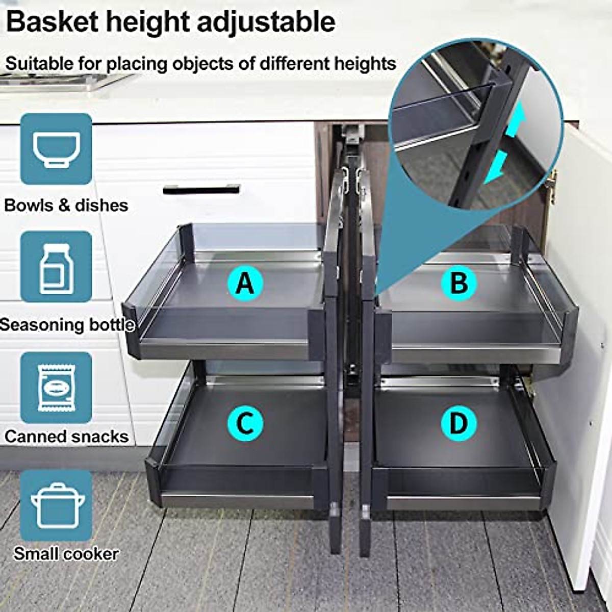 FYFUSATC Blind Corner Cabinet Pull Out Organizer, Corner Kitchen ...