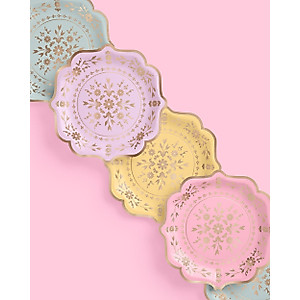 xo, Fetti Pastel China Plates - 24 pack, 9" | Birthday Party Decorations, Bachelorette Garden Party, Easter Party, Cool Cake Plates, Tea Partea