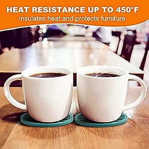 ARTIROUS Coasters for Drinks, Silicone Coaster Set of 6, Drink Coasters for Coffee Table, Office Desk, Silicone Coasters with Holder, Gift for Christmas, Birthday, Valentine's Day