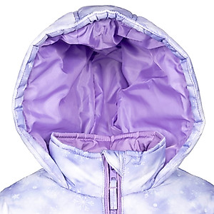 Disney Frozen Princess Anna Elsa Little Girls Zip Up Puffer Jacket Purple 7-8