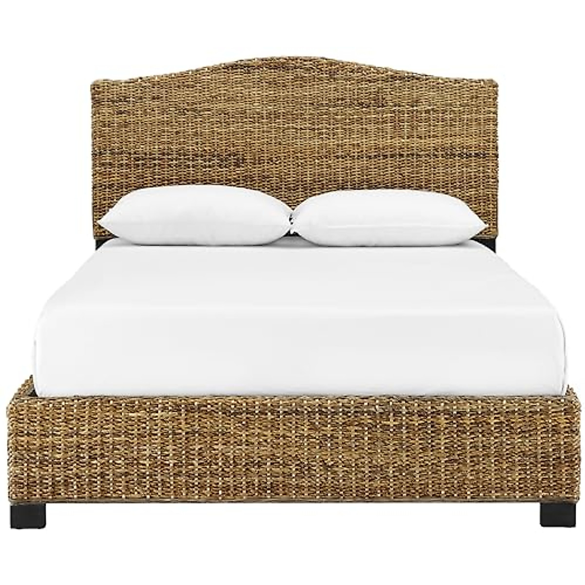 Crosley Furniture Serena Platform Bed, Handwoven Natural Fiber Rattan Headboard and Footboard Set, Banana Leaf, King