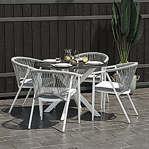 Novogratz Poolside Gossip Collection, Sally Patio Swing, Harbor Grey Cushions, Light Taupe Wicker