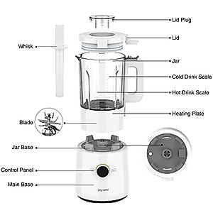 joyami Professional Compact Smoothie Food Processing Blender 1000W Smart Electric Hot & Cold Drinks with Self-cleaning 54 Oz for Crushing Ice, Soy Milk, Fresh Juice