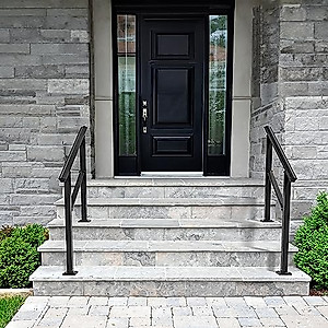 YITAHOME Handrails for Outdoor Steps, 2-3 Step Stair Railing Outdoor 40.2" Length Black, Porch Wrought Iron Railing Adjustable Angle Safety Handrails for Balconies, Parks, Residential Steps (1 Pack)