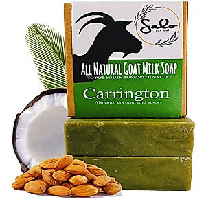 Salo Soap's Natural Womens Bar Soap Body Wash with Goat Milk Soap, Almond, Coconut Oil, Olive Oil, Shea Butter, for an all natural body wash, face soap for women and womens body soap bars.