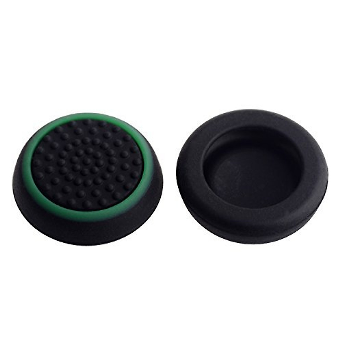 Gametown 2 Silicone Thumb Grip Stick Cover Caps For Sony PS4 PS3 PS2 Xbox 360 Xbox one Analog Controller Black with Green Edge