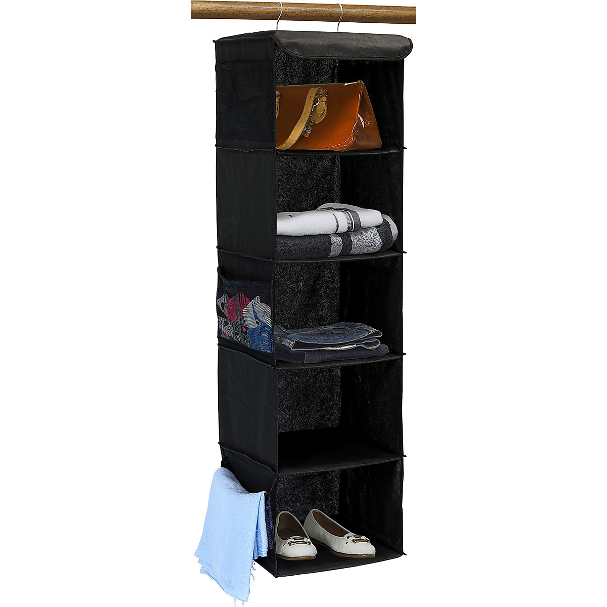 Simple Houseware 5 Shelves Hanging Closet Organizer, Black