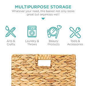 Best Choice Products 10.5x10.5in Hyacinth Baskets, Rustic Set Of 5 Multipurpose Collapsible Storage Organizer, Handwoven Laundry Totes for Bedroom, Living Room, Bathroom, Shelves - Natural
