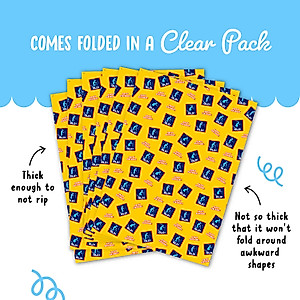 CENTRAL 23 - Funny Wrapping Paper - 6 Sheets of Gift Wrap - 'Happy Birthday Oldi' - Blue Yellow - For Husband Wife - Mom Dad - Recyclable
