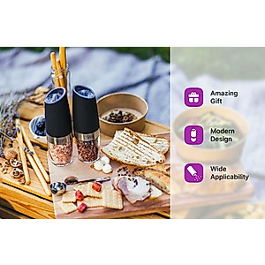 KSL Gravity Electric Salt and Pepper Grinder Set - Adjustable Motorized Electrical Powered Auto Shakers - Automatic Power Mill - Automated Battery Electronic Crusher - Christmas Mother's Day Gift Kit