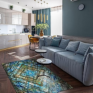American Abstract Retro Living Room Decor Area Rugs, Diamond Pattern Geometric Design Bedroom Carpet, Low Pile Soft Machine Washable Non Slip Backing Interior Door Mat Pet Carpet Game Room-2ft x 3ft
