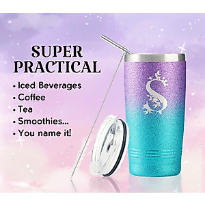 Personalized Tumblers with Lids and Straws for Women, Monogrammed Travel Mugs with Initials, Unique Gifts for Her on Birthdays Xmas, Purple, S