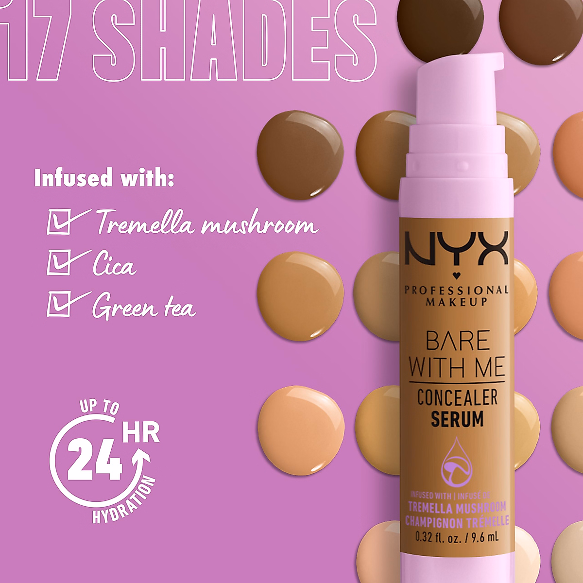 NYX PROFESSIONAL MAKEUP Bare With Me Concealer Serum, Concealer Makeup For Up To 24Hr Hydration - Fair