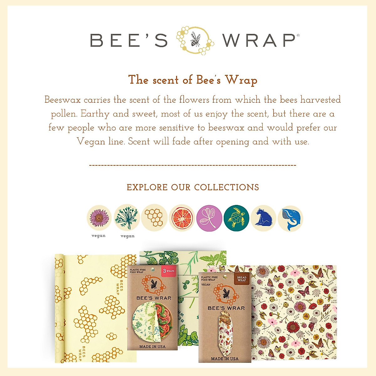 Bee's Wrap - 3 piece value pack - Made in the USA with Certified Organic Cotton - Plastic and Silicone Free - Reusable Eco-Friendly Beeswax Food Wrap - 3 sizes (S, M, L)