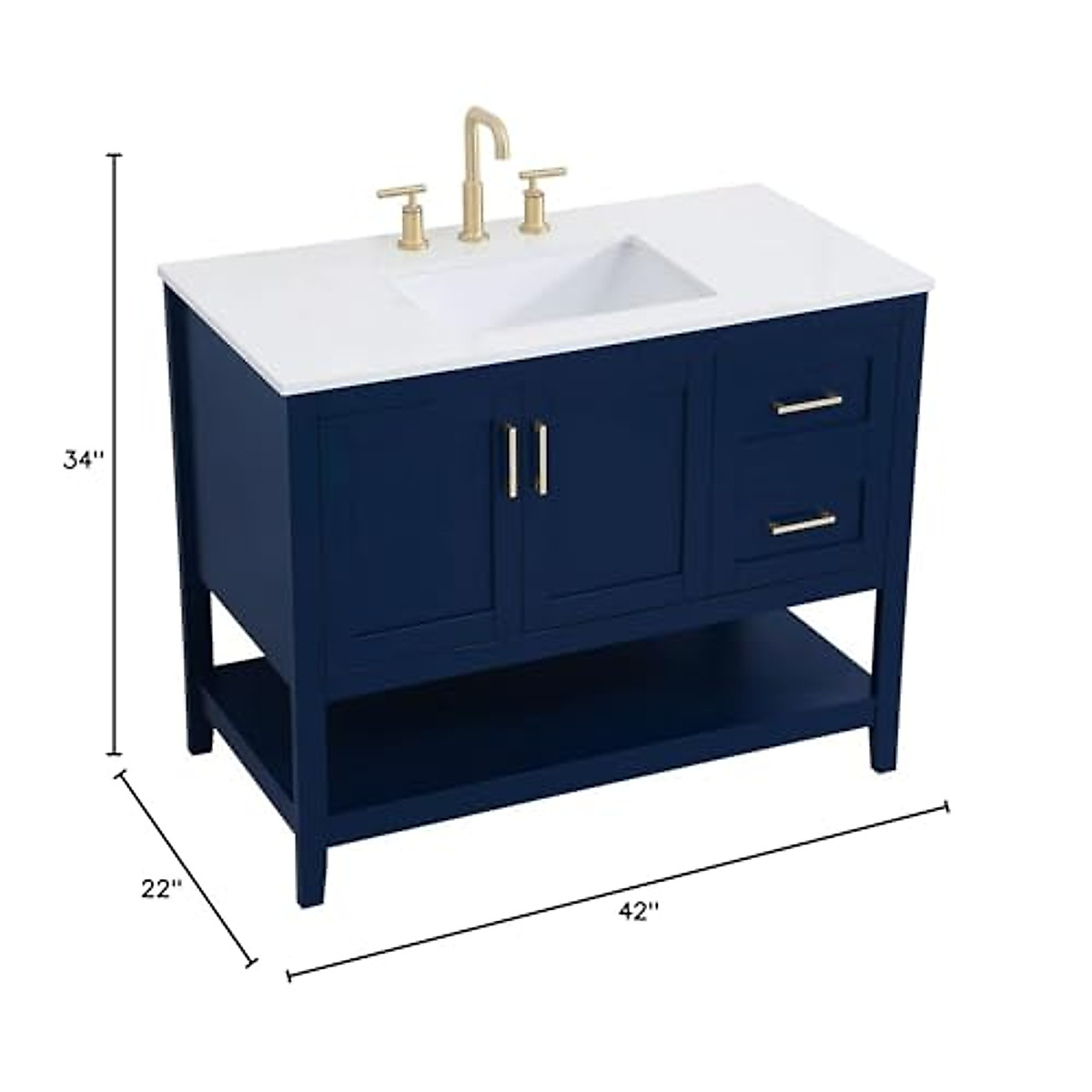 Elegant Kitchen and Bath 42 inch Single Bathroom Vanity Cabinet - Blue
