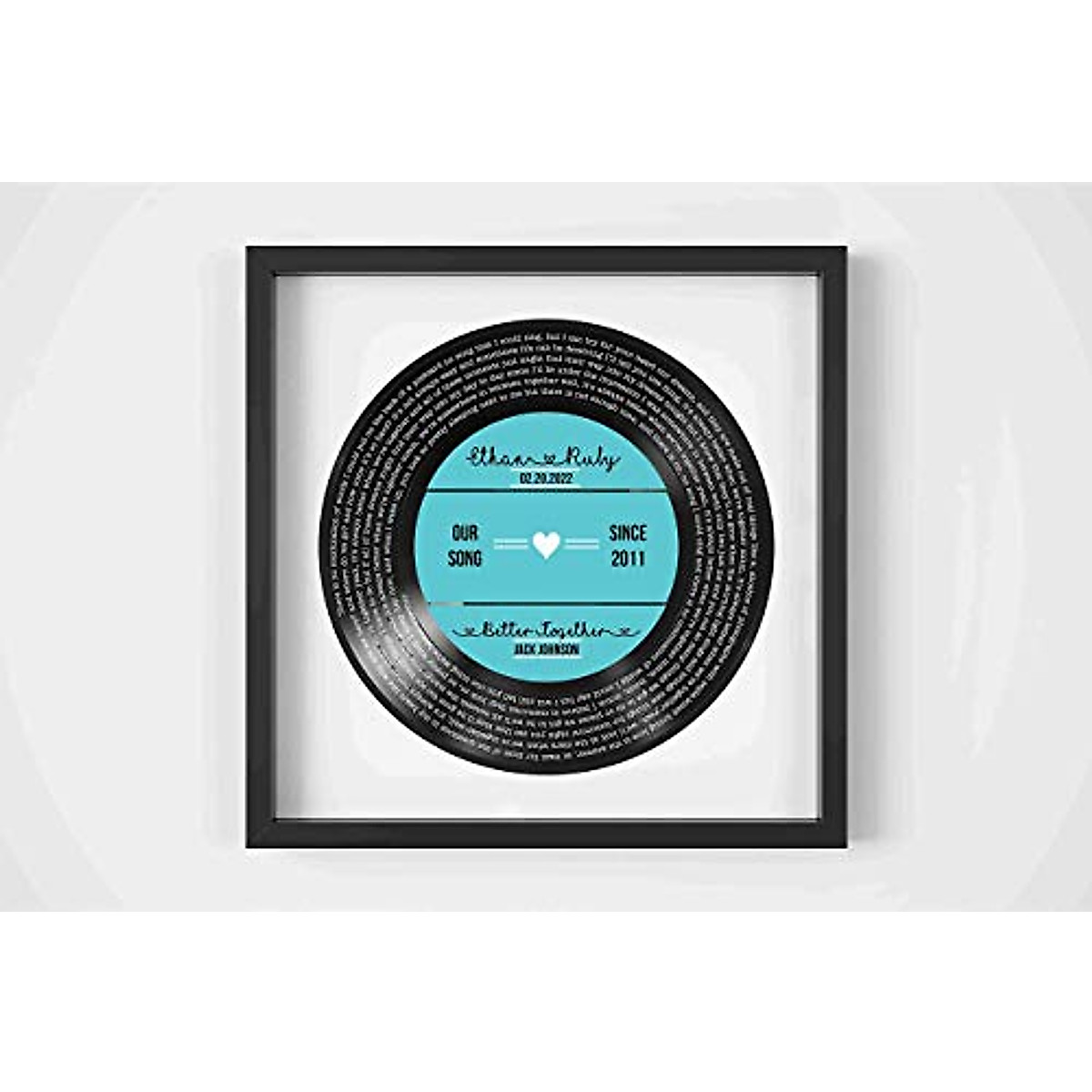 Personalized Record Print Personalized Vinyl Record Song Lyrics Frame Our Song Custom Song Lyrics Framed Print Anniversary Gift for Him