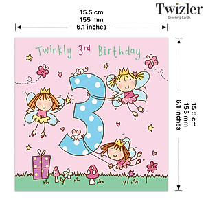 TWIZLER Happy 3rd Birthday Card, Multicolor, 6.1 x 6.1 in
