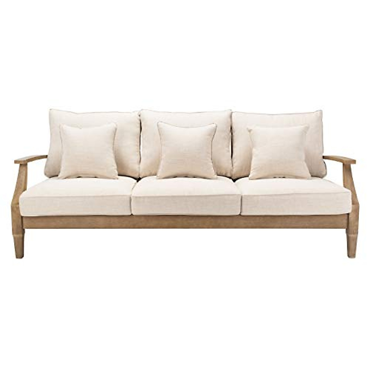 SAFAVIEH Couture Patio Martinique Natural and White Wood Outdoor Sofa, Natural/White
