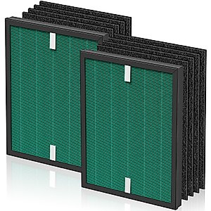 Filter Replacement Sets for Coway Airmega 150 Air Purifier, 2 Green True HEPA and 8 Active Carbon Filter, AP-1019C-FP