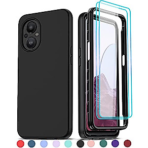 LeYi OnePlus Nord N20 5G Case with 2 Tempered Glass Protectors, 360 Full-Body Shockproof Soft Silicone Cover, Black