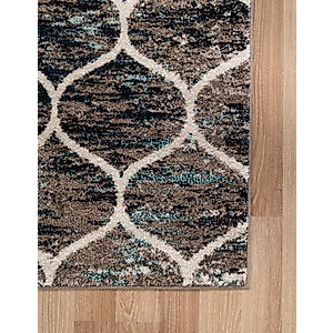 Unique Loom Trellis Frieze Collection Area Rug - Rounded (8' x 10', Blue Multi/ Ivory)
