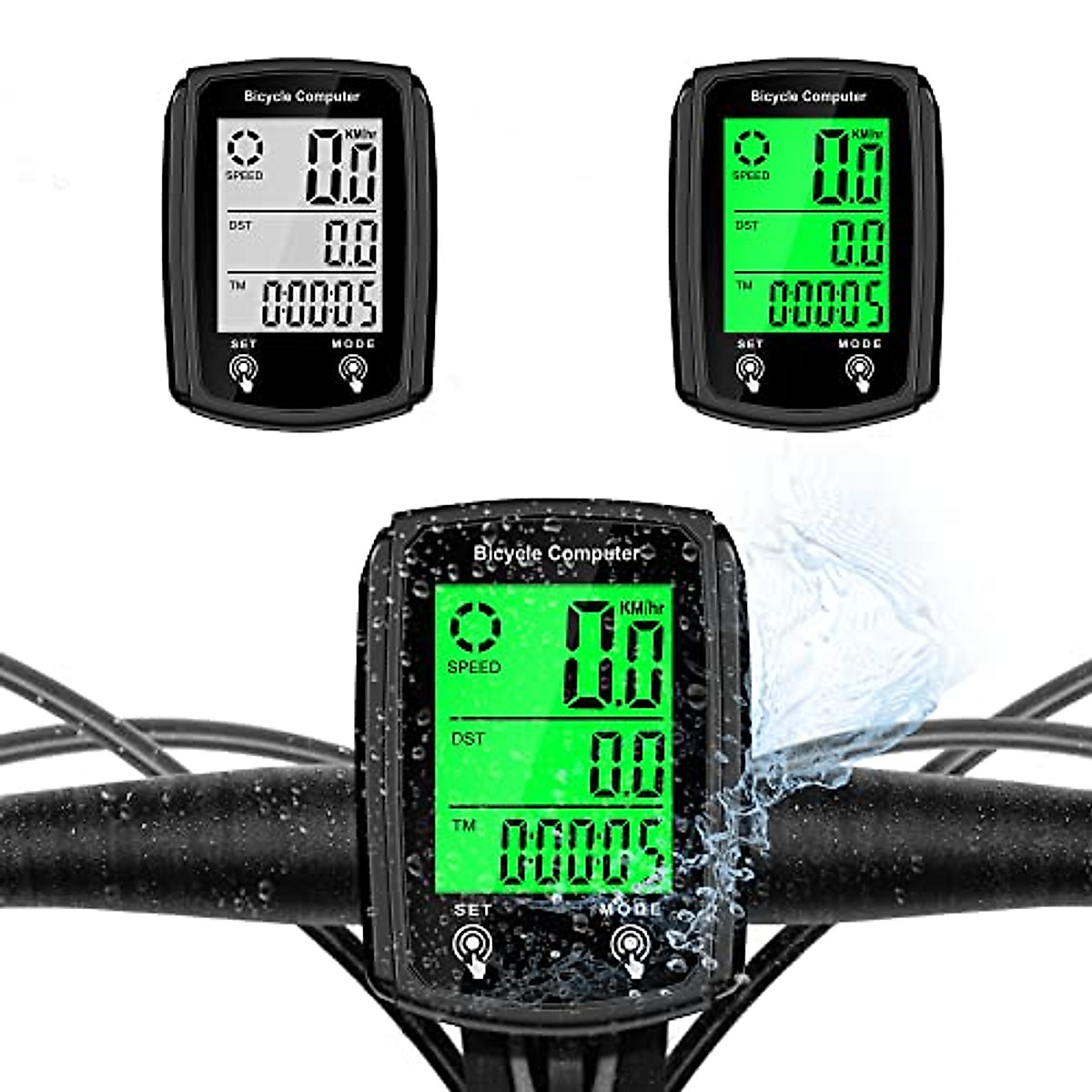 Hilceriy Bike Computer and Bicycle Odometer Wired KM/H Bike Speedometer with Automatic Wake-Up Cycling Speed Tracker LCD Display & Single Mileage & Multi-Functions & Calories Statistics
