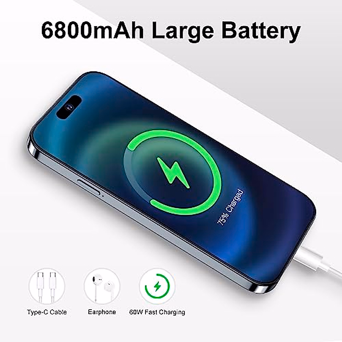 ExAchat A14 5G Unlocked Smartphone 6.82" FHD+ Display 90Hz, 72MP Camera 6800mAh,4GB+128GB/256GB Dual SIM Cell Phone Unlocked Fingerprint/Face ID