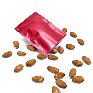 QQ Studio 200 PCS Metallic Mylar Foil Open Top Sealable Bags (7x10cm (2.7x3.9"), Red)