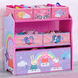 Delta Children Chair Desk with Storage Bin + Design and Store 6 Bin Toy Storage Organizer, Peppa Pig (Bundle)