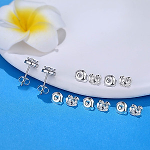 Earring Backs for Studs, Moconar 12PCS 925 Sterling Silver Earring Backs Replacements, Hypoallergenic Earring Backs Secure Ear Locking Pierced Earring Backs for Studs