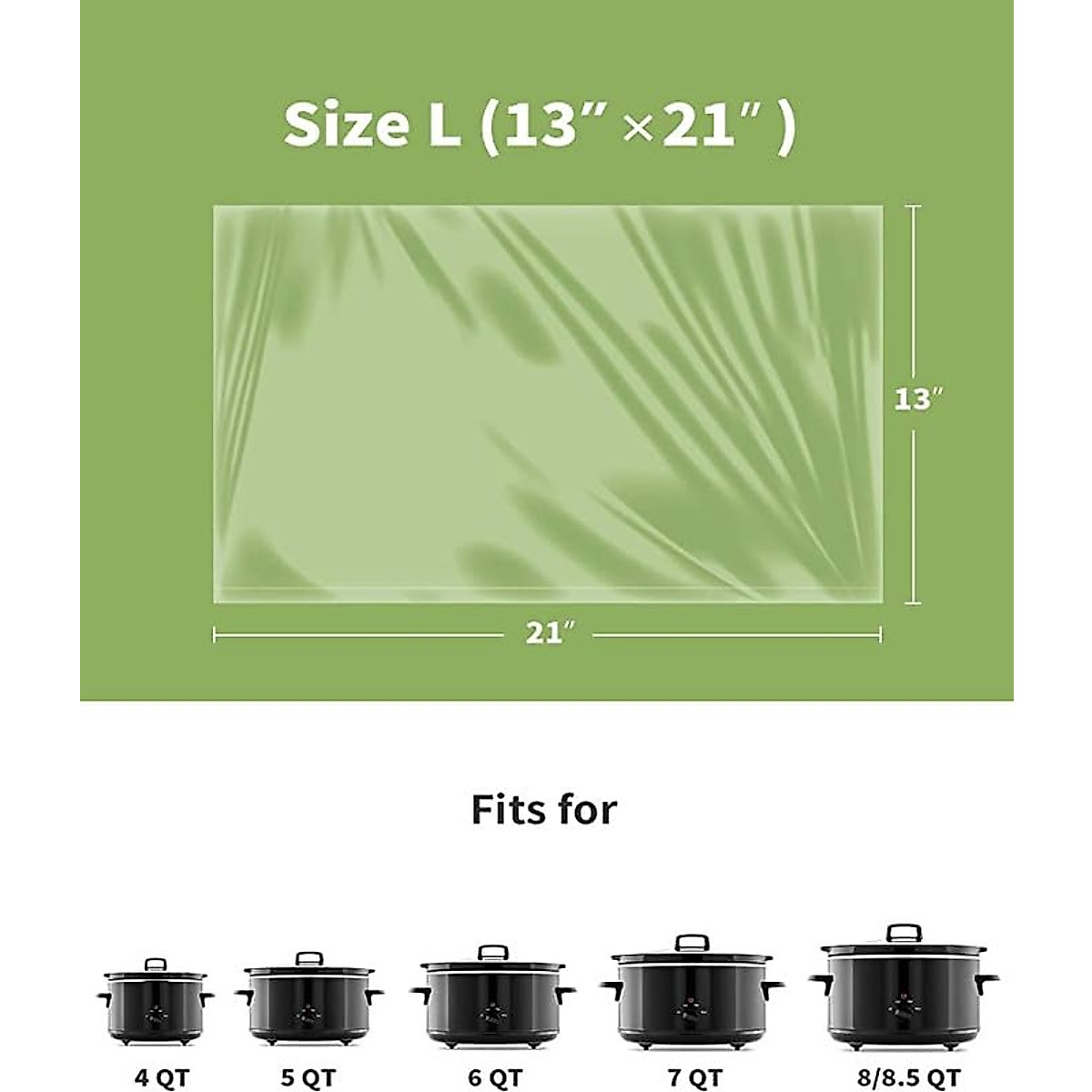 [NEW] KOOC Disposable Slow Cooker Liners and Cooking Bags, 1 Pack(10 Counts), Large Size Pot Liners Fit 4QT to 8.5QT, 13"x 21", Fresh Locking Seal Design, Suitable for Oval & Round Pot, BPA Free