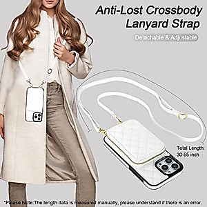 Bocasal Crossbody Wallet Case for iPhone 13 Pro Max, RFID Blocking PU Leather Zipper Handbag Purse Flip Cover, Kickstand Folio Case with Card Slots Holder Wrist Strap Lanyard 5G 6.7 Inch (White)