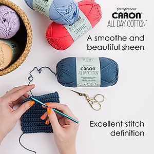 Caron All Day Cotton - 3 Pack of 173 Yards/3.52 oz Eyes Blue 100% Mercerized Cotton Yarn