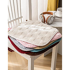 4 Pack Flannel Chair Cushion for Desk Chair Soft Plush Nonslip Seat Cushions Washable Kitchen Dining Chair Pads with Ties Office Car Sitting Chair Pads,18" x 18" (Brown)