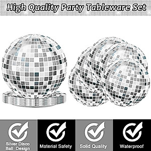 200PCS Disco Theme Party Plates and Napkins 1970s Birthday Party Decorations Silver Disco Birthday Party Plates 70s Disco Party Tableware Set Serves 50 Guests Baby Shower Wedding Party Supplies Favors