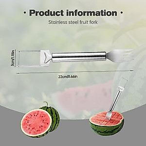 2-in-1 Stainless Steel Fruit Cutter, 2024 New Watermelon Fork Slicer Cutter, Dual Head Fruit Forks Slicer Watermelon Cutter Tool, Summer Fruit Cutting Fork for Home, Kitchen, Camping (1pcs)