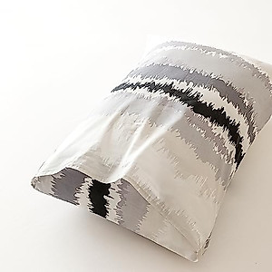 YuHeGuoJi Abstract Geometric Duvet Cover King 100% Cotton Gradient Striped Duvet Cover 3 Pcs Set 1 Black and White Stripe Duvet Cover with Zipper Ties 2 Pillowcases Neutral Wave Patterned Bedding