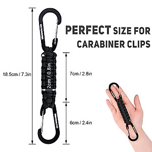 WEREWOLVES 3 Pack Paracord Keychain Carabiner, Paracord Lanyard Clip for Backpacks, Paracord Carabiner Clip for Men Women (3 Pack Black)
