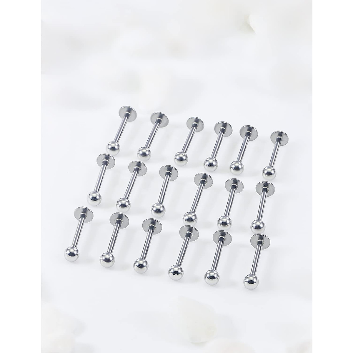 Yaalozei 16G 12mm Lip Labret Monroe Medusa Ashley Rings Stud Piercing Jewelry 16 Guage Surgical Stainless Steel Snake Bite Flat Back Lip Ring Helix Cartilage Earrings Stud Piercings Jewelry Women Men