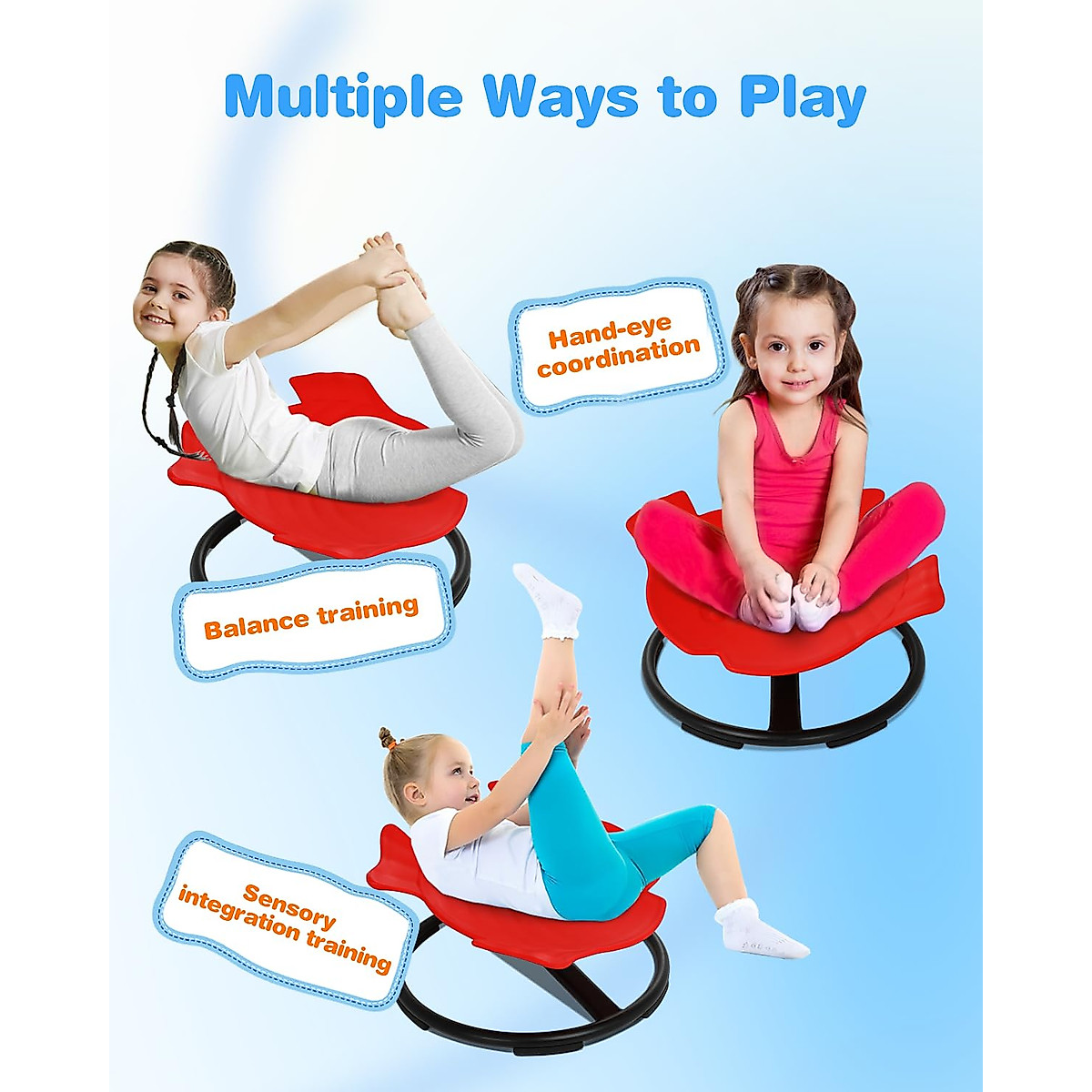 FAHKNS Spin Chair for Kids, Sensory Swivel Chair, Swivel Chair for Autism Kids Training Concentration, Outdoor and Indoor Non Slip Metal Base Sensory Chair Relieving Toddlers Sickness Symptoms